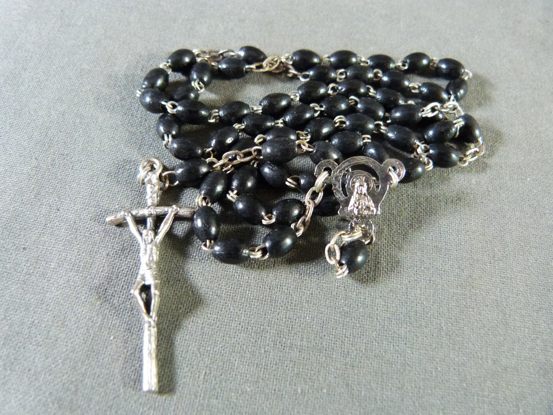 French Antique Rosary Black Bakelite Beads Crucifix Rosary - Etsy