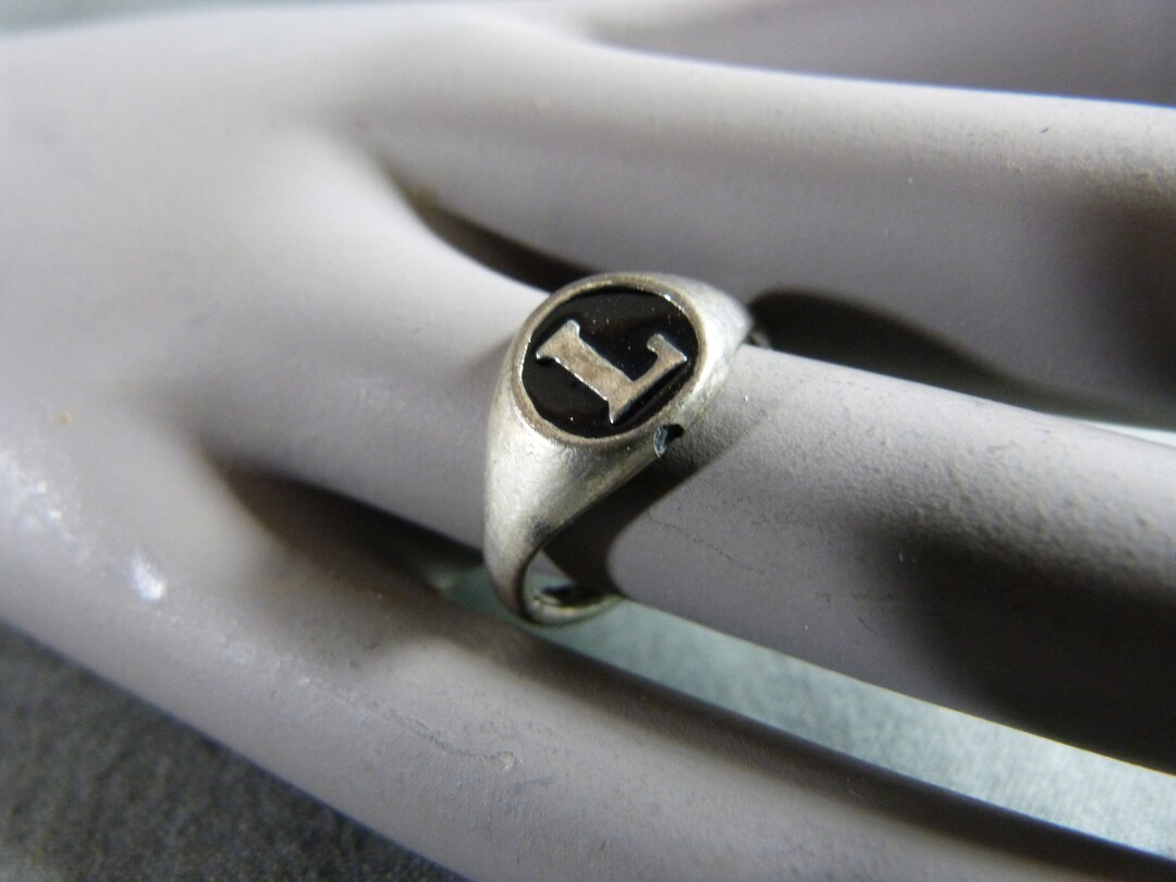RING Silver Signet Ring Hallmark Letter L Ring SIZE 56.5 - Etsy