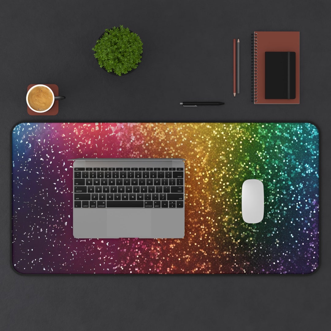 Rainbow Glitter Desk Mat- Gaming Pad- Extra Large Mouse Pad- Colorful ...