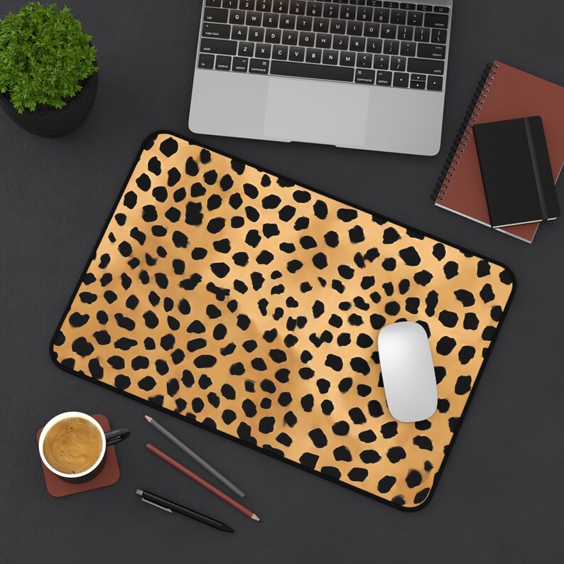 Cheetah Print Desk Mat- XXL Mouse Pad- Animal Print- Office Suppliles ...