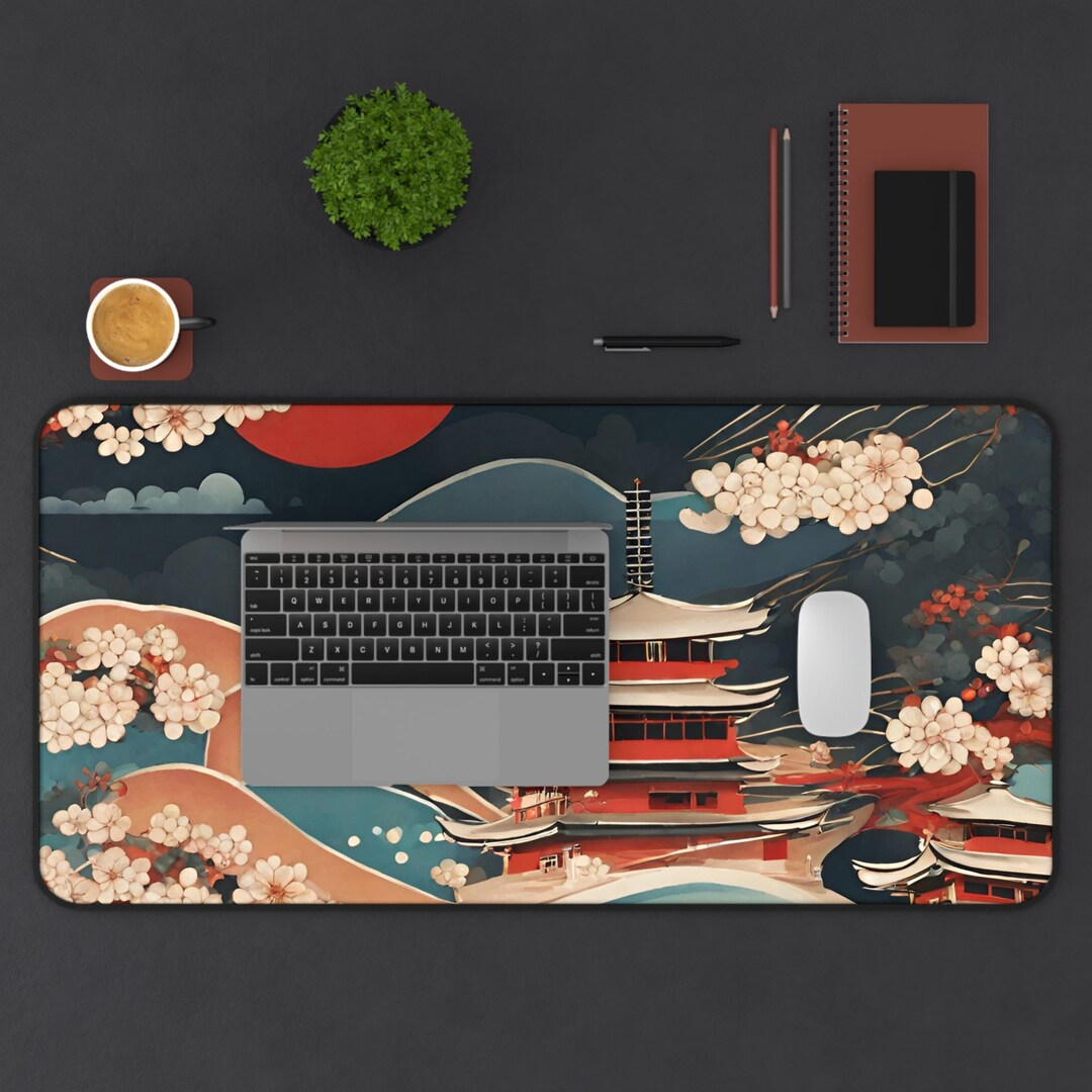 Japanese Landscape Desk Mat, Japanese Mountain Mousepad XL, Extra Large ...