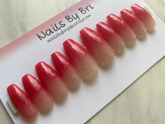 Raspberry Color Changing Press on Nails Set Bright Pink to - Etsy