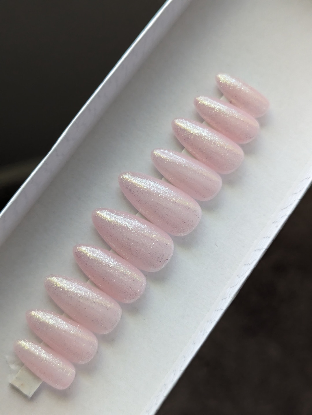 Baby Pink Ethereal Press on Nails Set, Soft Pink Shimmery Nails, Pink ...