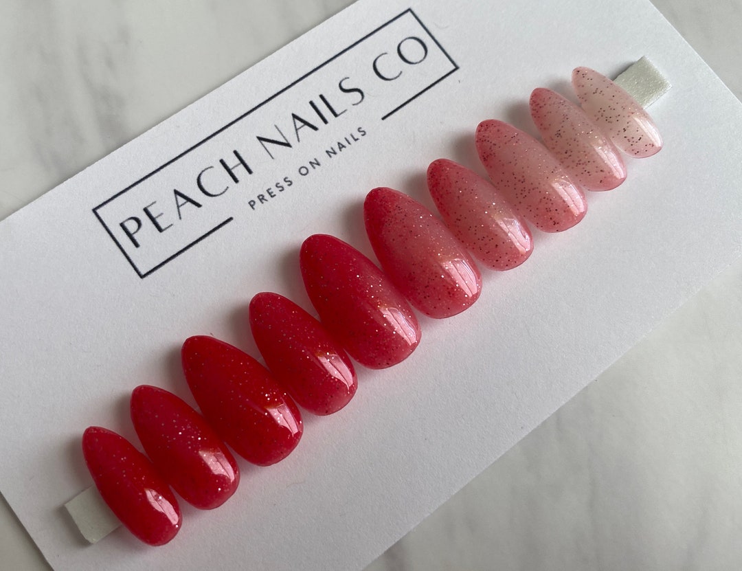 Raspberry Color Changing Press on Nails Set, Bright Pink to Translucent ...