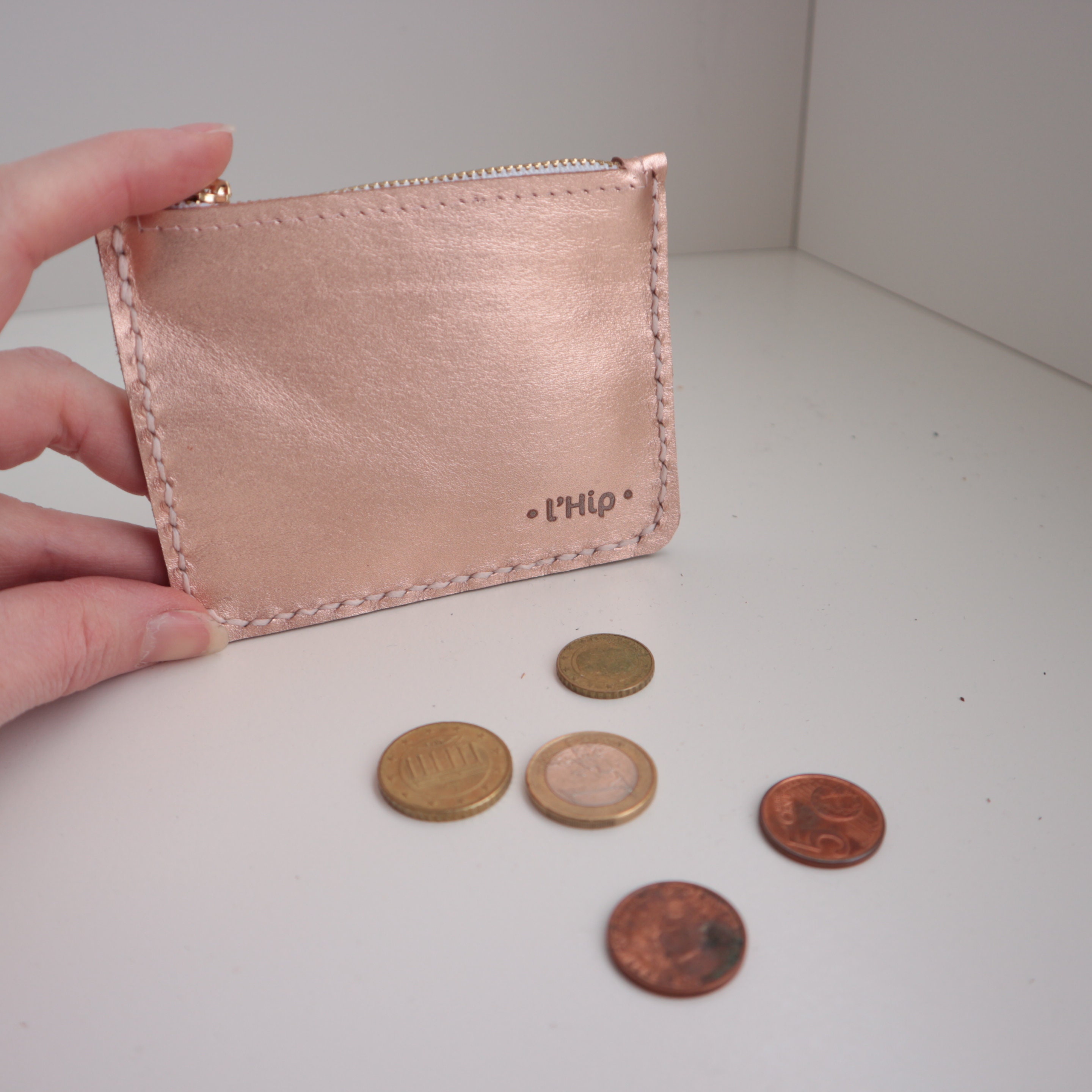 Tiny Salmon Pink Shiny Zipper Coin Pouch Purse Travel Small Zipper ...