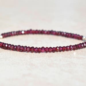 Garnet Gemstone Beaded Bracelet Hill Tribe Silver Stacking - Etsy