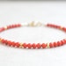 Red Coral Bracelet, Beaded Gemstone Bracelet, Gold Silver Jewelry ...
