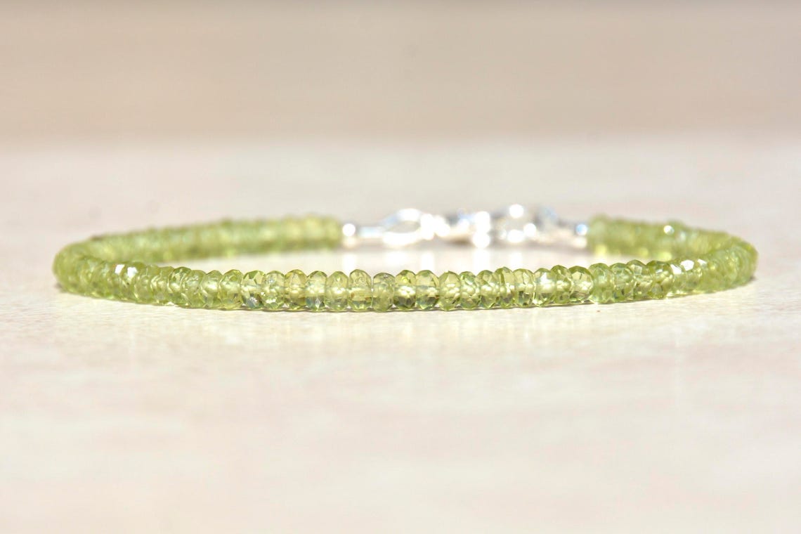 August Birthstone Bracelet Peridot Beaded Gemstone Bracelet - Etsy