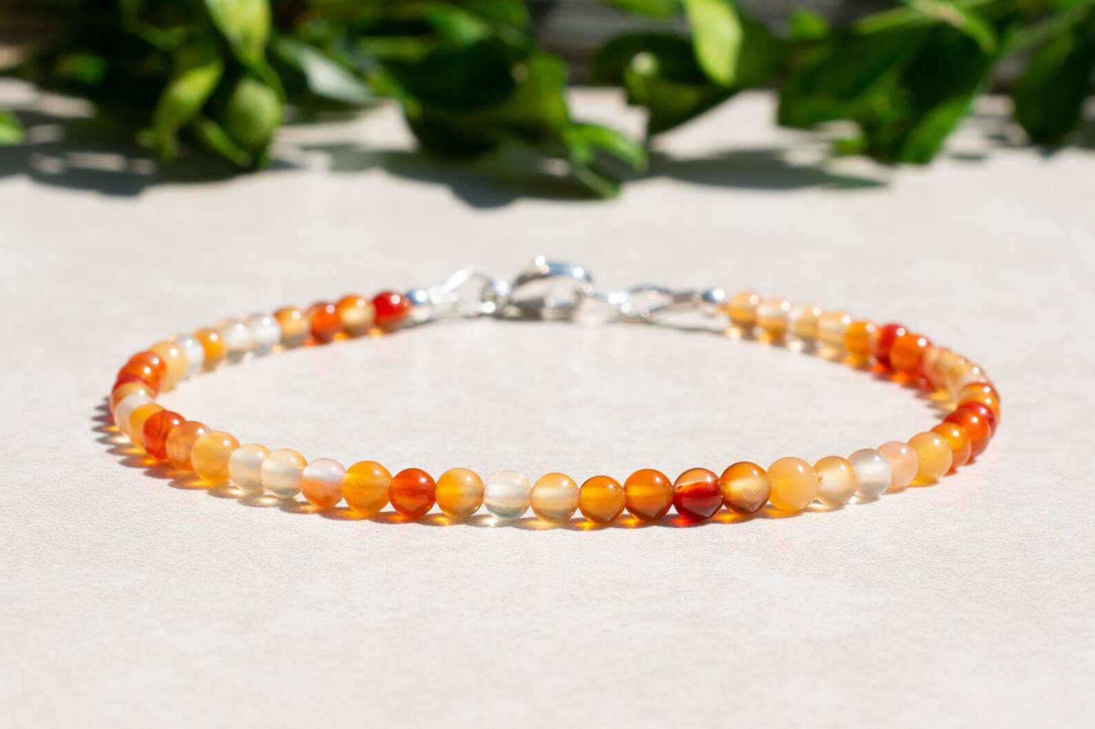 Carnelian Red and Orange Gemstone Bracelet Sterling Silver - Etsy