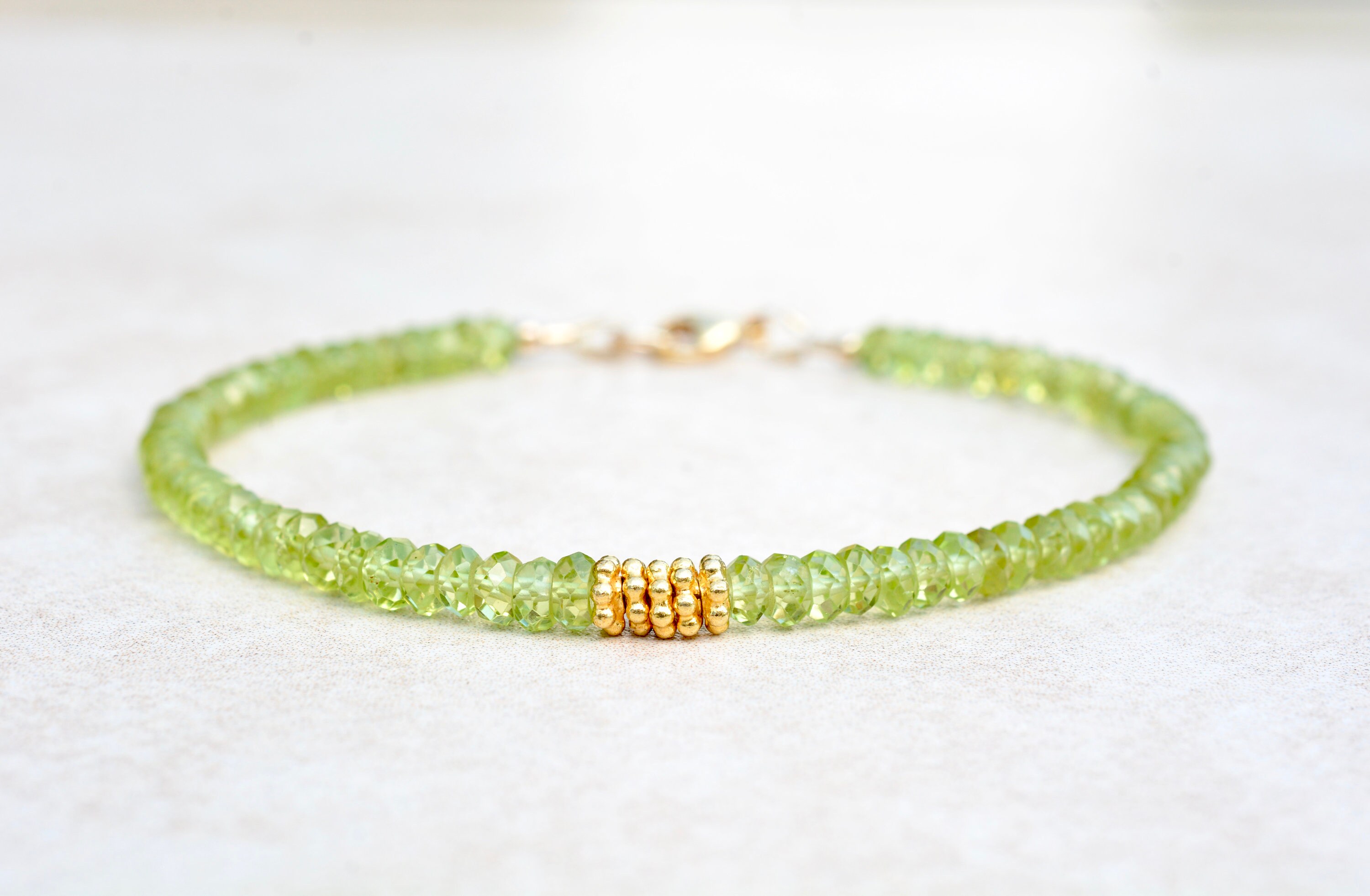 Peridot & Gold Bracelet August Birthstone Bracelet Peridot | Etsy