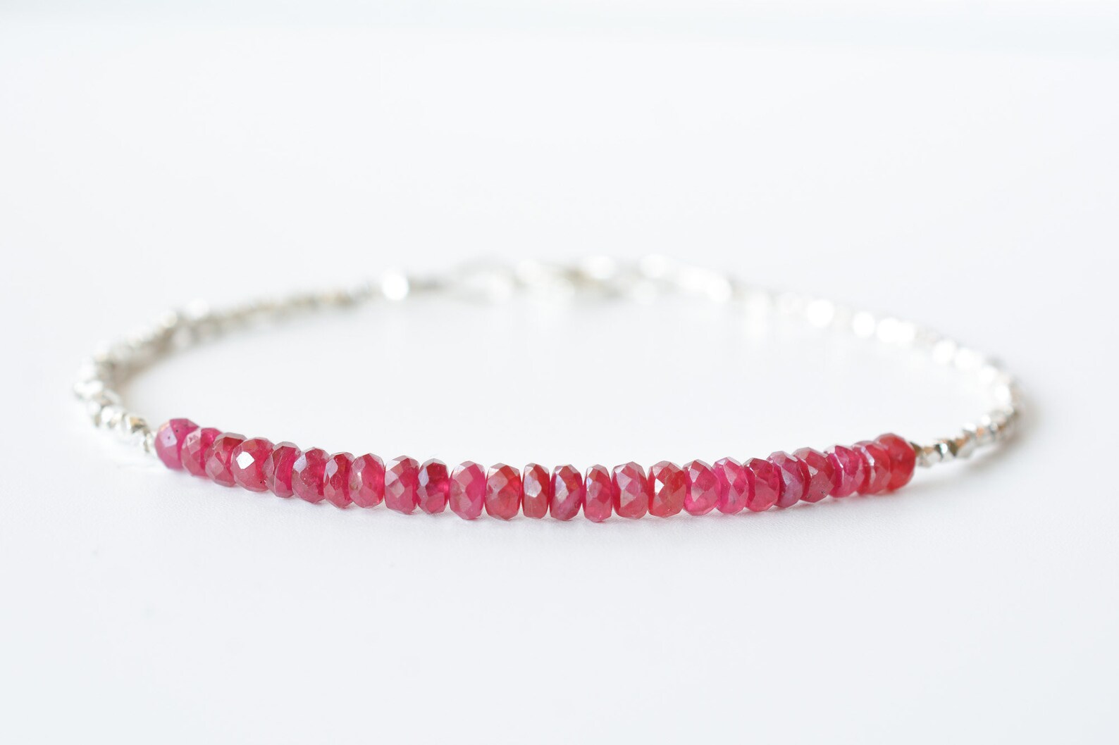 Ruby Birthstone Bracelet, July Birthstone, Sterling Silver, Birthstone ...