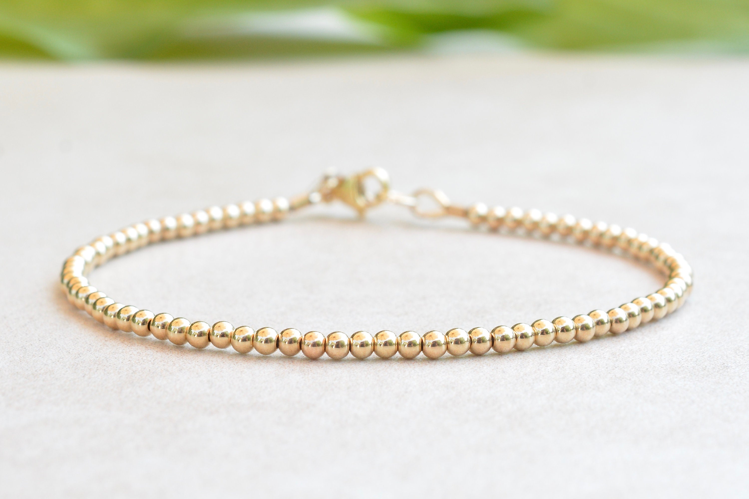 Gold Filled Round Beaded Bracelet, Delicate Ball Bracelet, Dainty ...