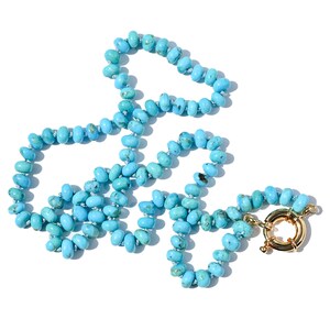 Hand Knotted Natural Kingman Turquoise Necklace With Gold Filled Clasp ...