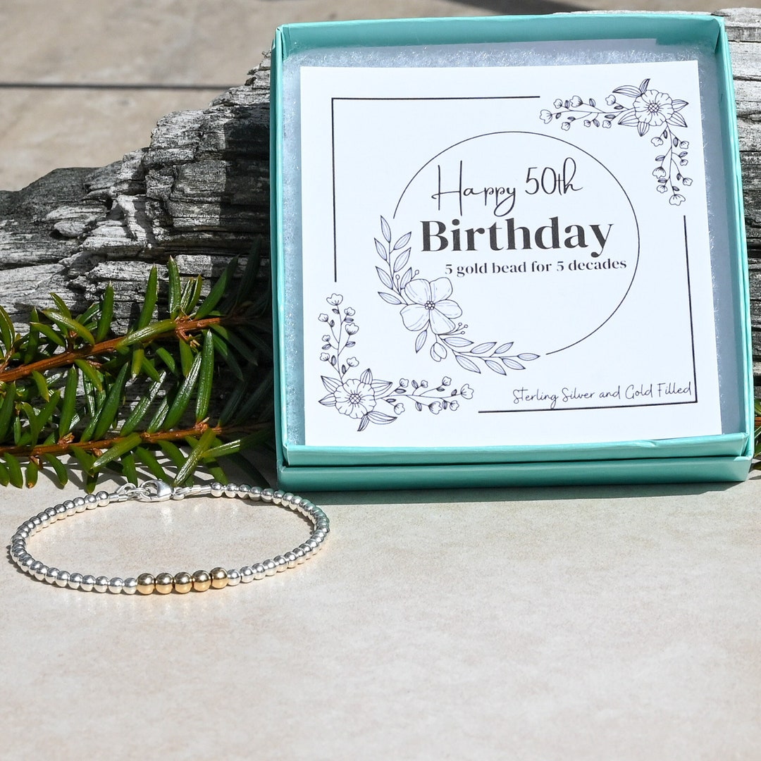 Milestone Birthday or Anniversary Gift Bracelet in Gold and Sterling ...