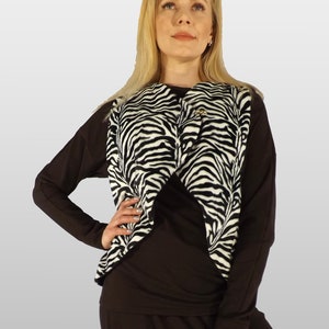 Women's Animal Print Vest, Zebra Open Front Boho Sleeveless Jacket, Fox ...