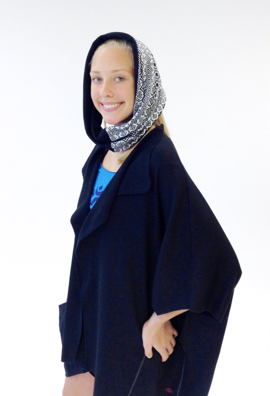 Women's Snood Scarf - Knit Stretch Cotton Cowl Neck Warmer - Reversible ...