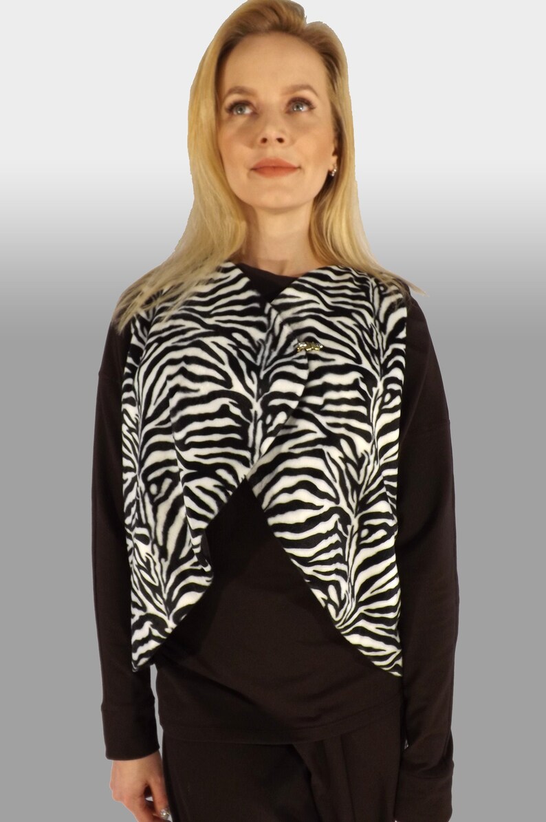 Women's Animal Print Vest, Zebra Open Front Boho Sleeveless Jacket, Fox ...