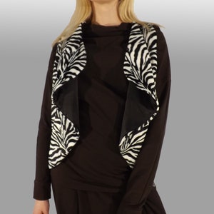 Women's Animal Print Vest, Zebra Open Front Boho Sleeveless Jacket, Fox ...