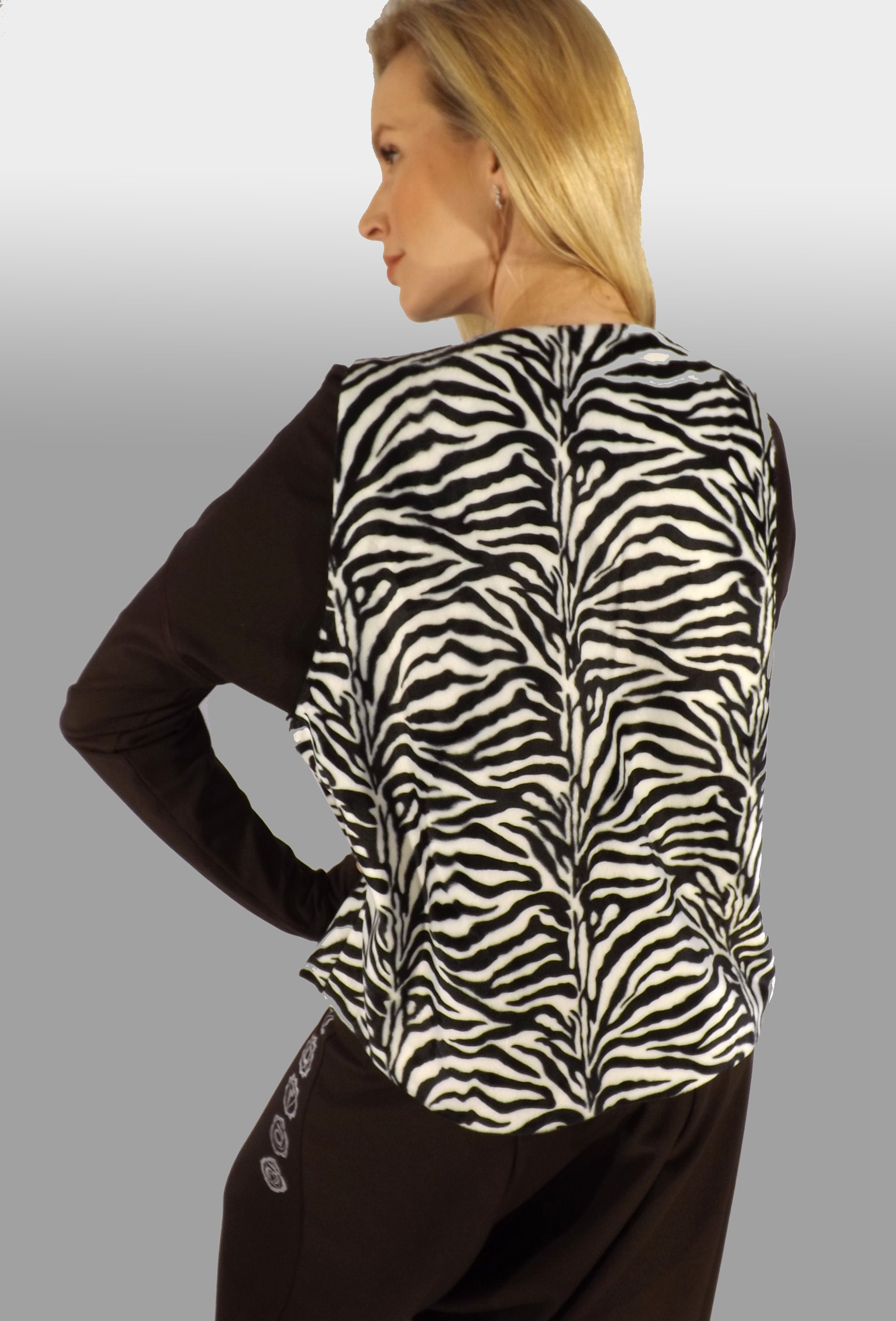 Women's Animal Print Vest, Zebra Open Front Boho Sleeveless Jacket, Fox ...
