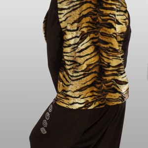 Women's Animal Print Vest, Tiger Stripe Open Front Boho Sleeveless ...