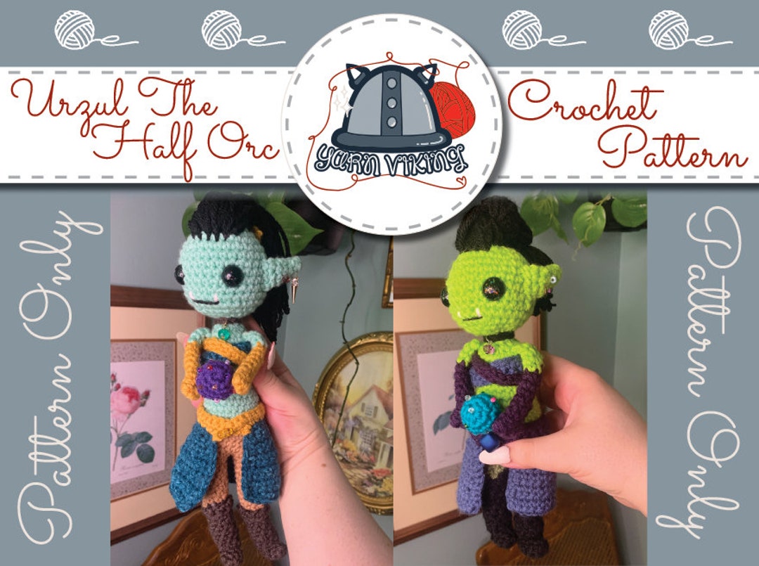 Urzul Half Orc Crochet Pattern, Crochet Pattern, Wizard Half Orc, Orc ...