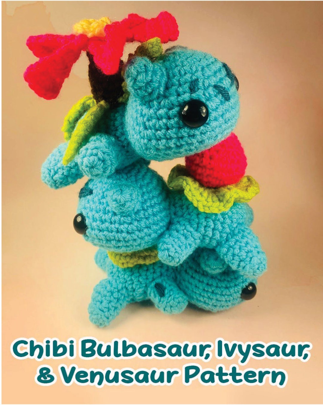 Crochet Pattern, Bulbasaur, Ivysaur, and Venusaur, Pokemon Pattern ...