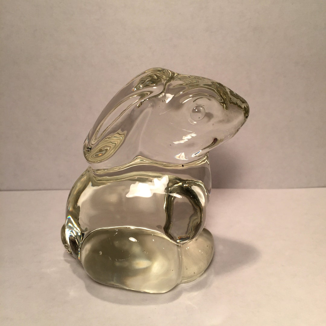 Vintage (1980's) Glass Bunny Rabbit Paperweight Figurine **FREE ...