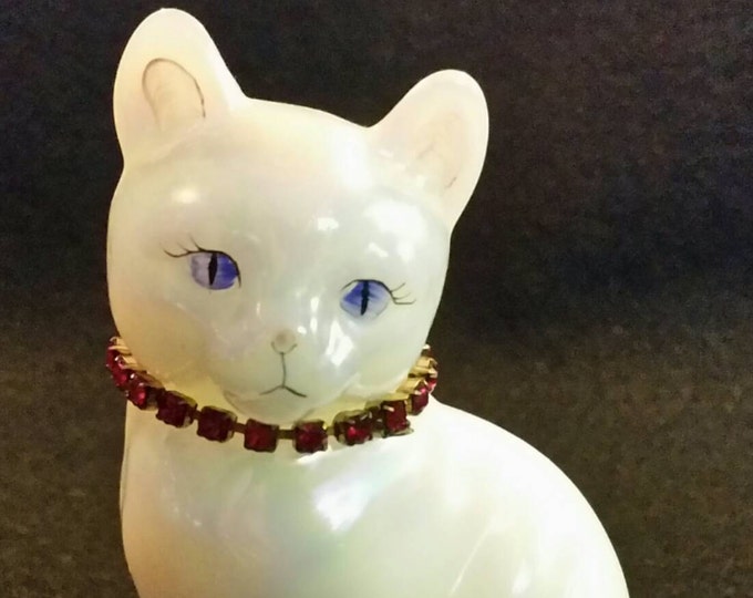 Fenton Birthstone Cat With Ruby Collar - Etsy