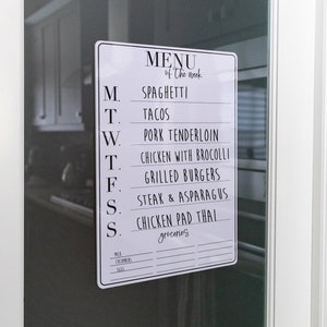 Weekly Menu Planner Dry Erasable | Whiteboard Meal Planner | Family ...
