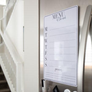 Weekly Menu Planner Dry Erasable | Whiteboard Meal Planner | Family ...