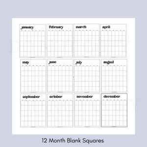 12 Month Printable Calendars - Modern Simple Bold Vertical - Etsy