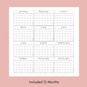 12 Month Printable Calendars - Modern Fun Blank Fill In - Etsy