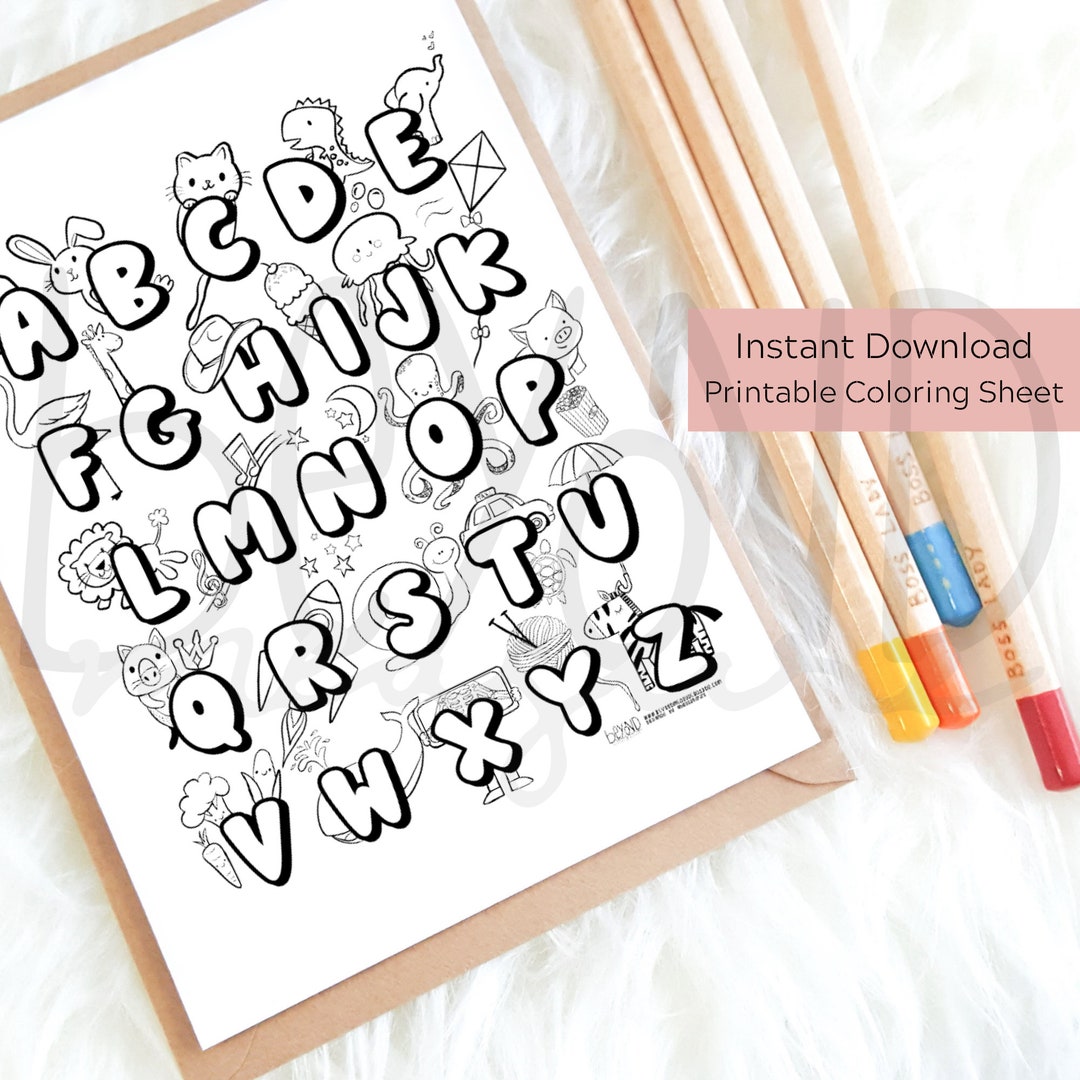 Kids Alphabet Coloring Sheet Printable - Letters, Alphabet - Etsy Canada