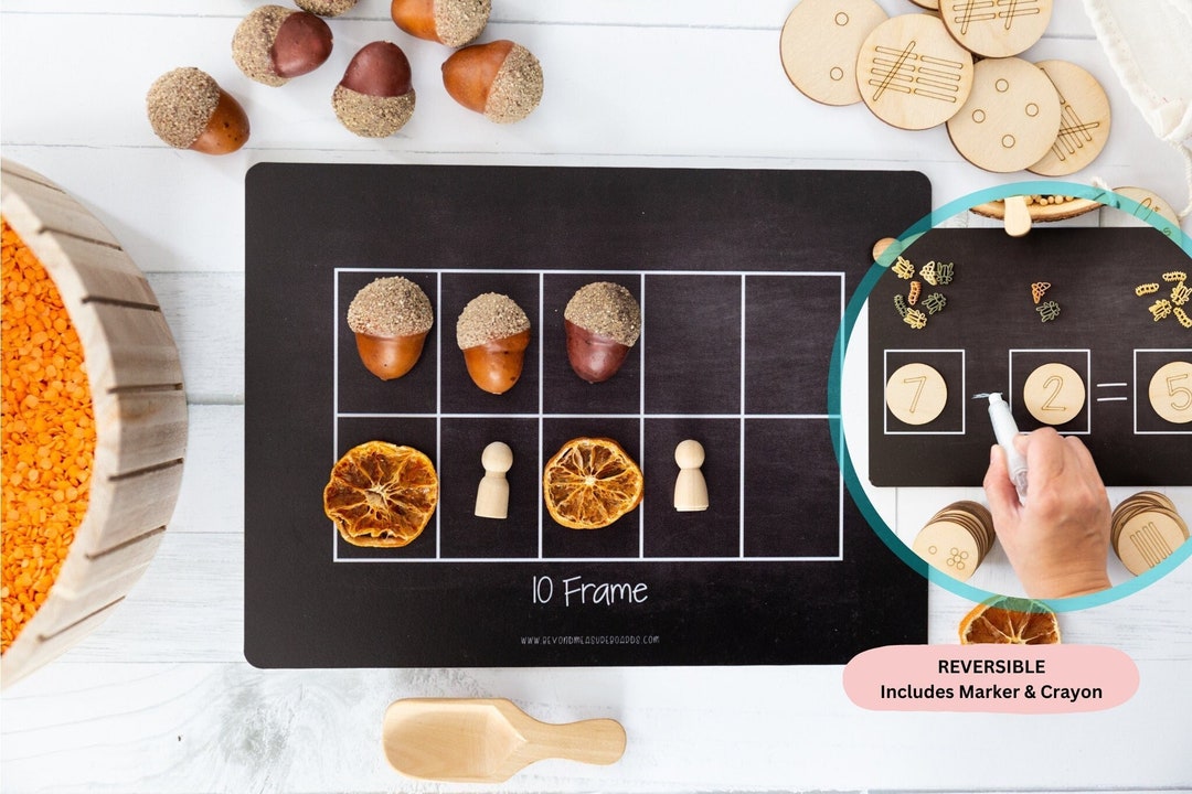 Tens / Math Frame Reversible Mini Learning Mat Learning - Chalk Crayon ...