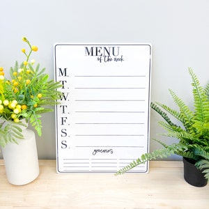 Weekly Menu Planner Dry Erasable | Whiteboard Meal Planner | Family ...