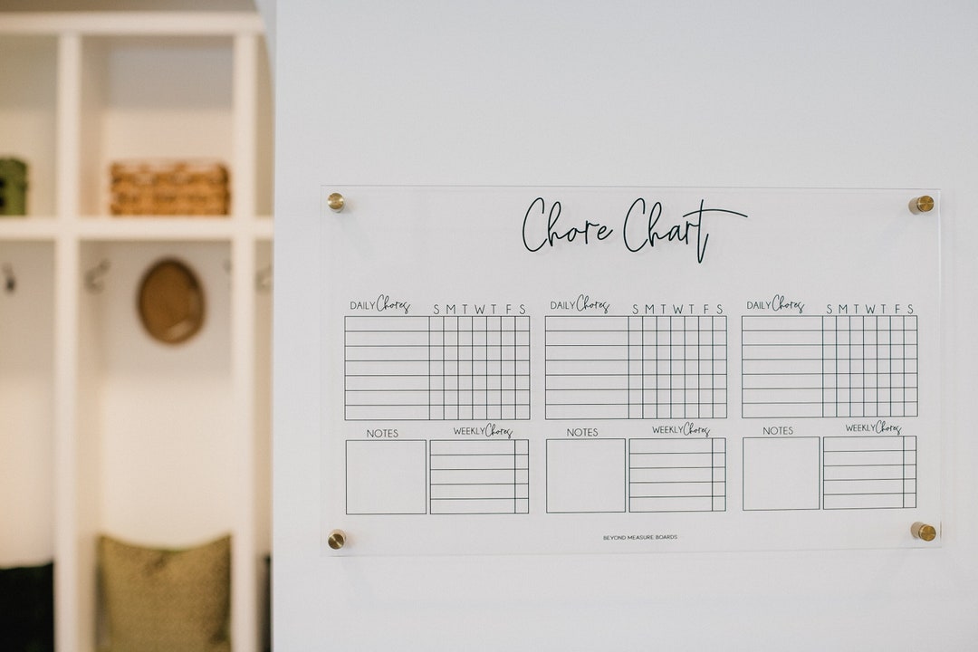 Acrylic Chore Chart Three Children Acrylic Responsibility Chart Acrylic ...