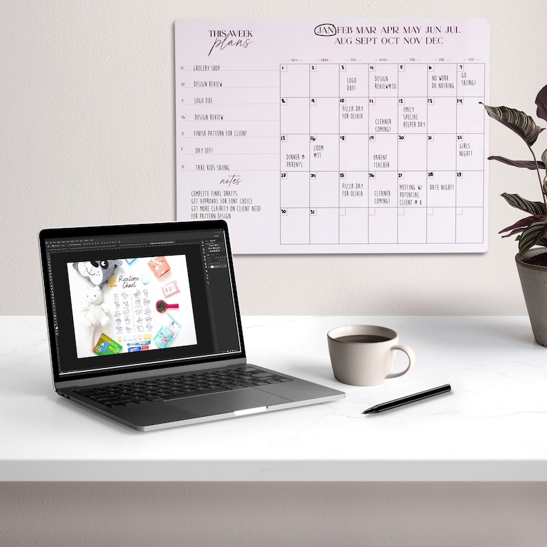 Command Center Reusable Calendar With Menu Planner Whiteboard - Etsy