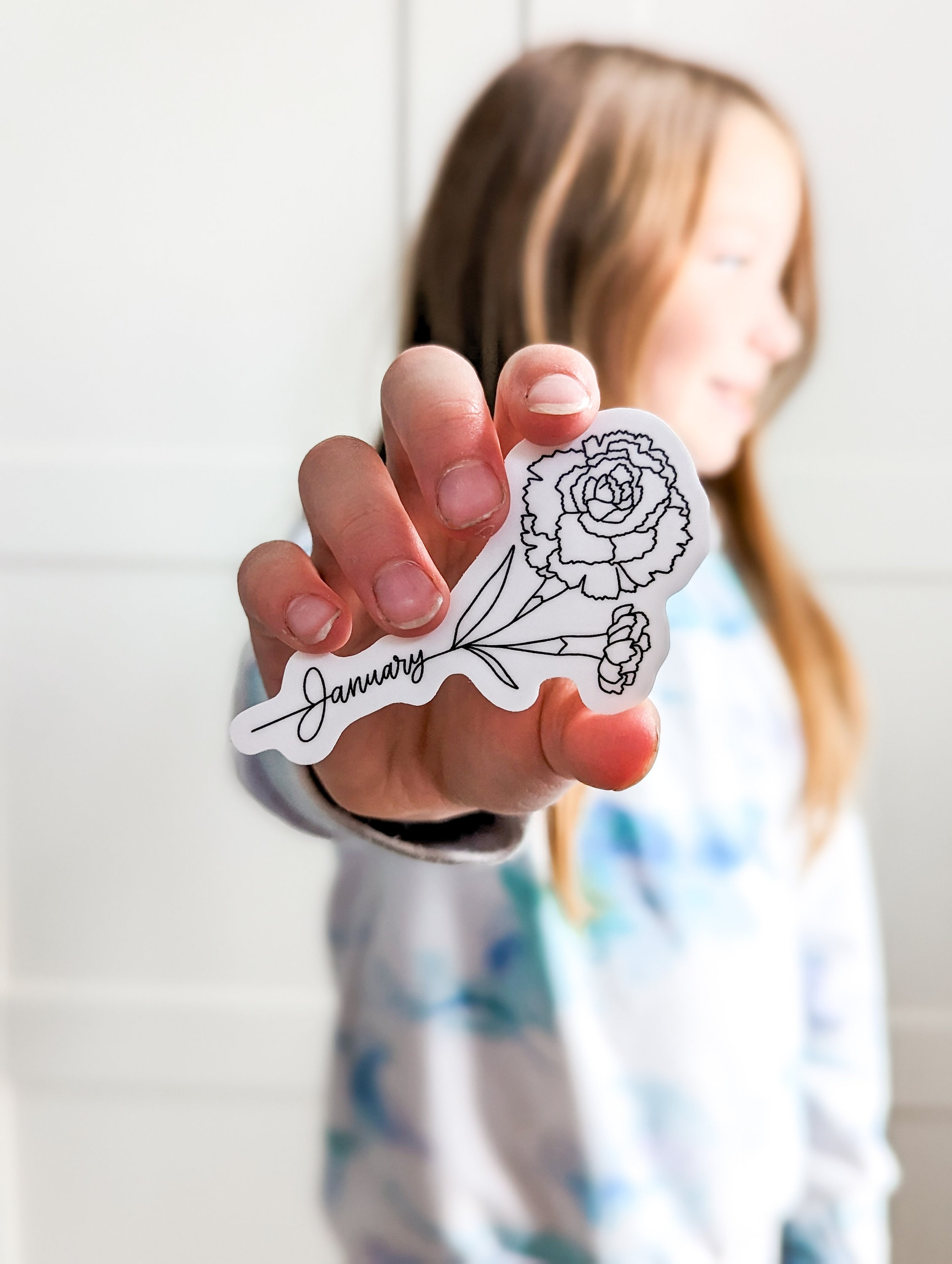 Birth Month Flower Stickers Choose Your Month Fine Line - Etsy