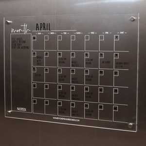 Magnetic Fridge or Wall Horizontal Acrylic Monthly Calendar Dry Erase ...
