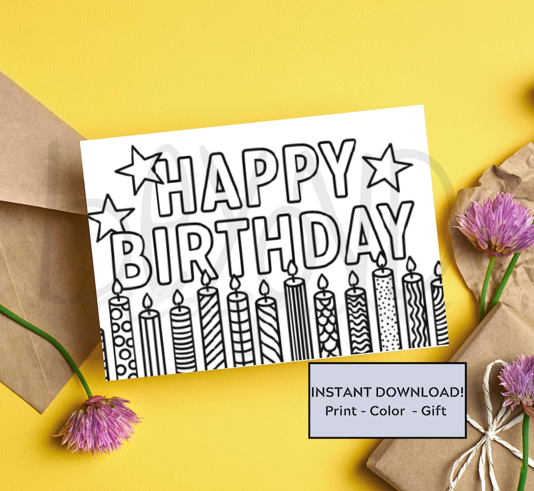 Printable Happy Birthday Card - Color Me 4" X 6" - Etsy