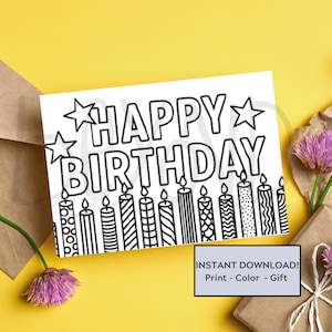 Printable Happy Birthday Card - Color Me 4" X 6" - Etsy