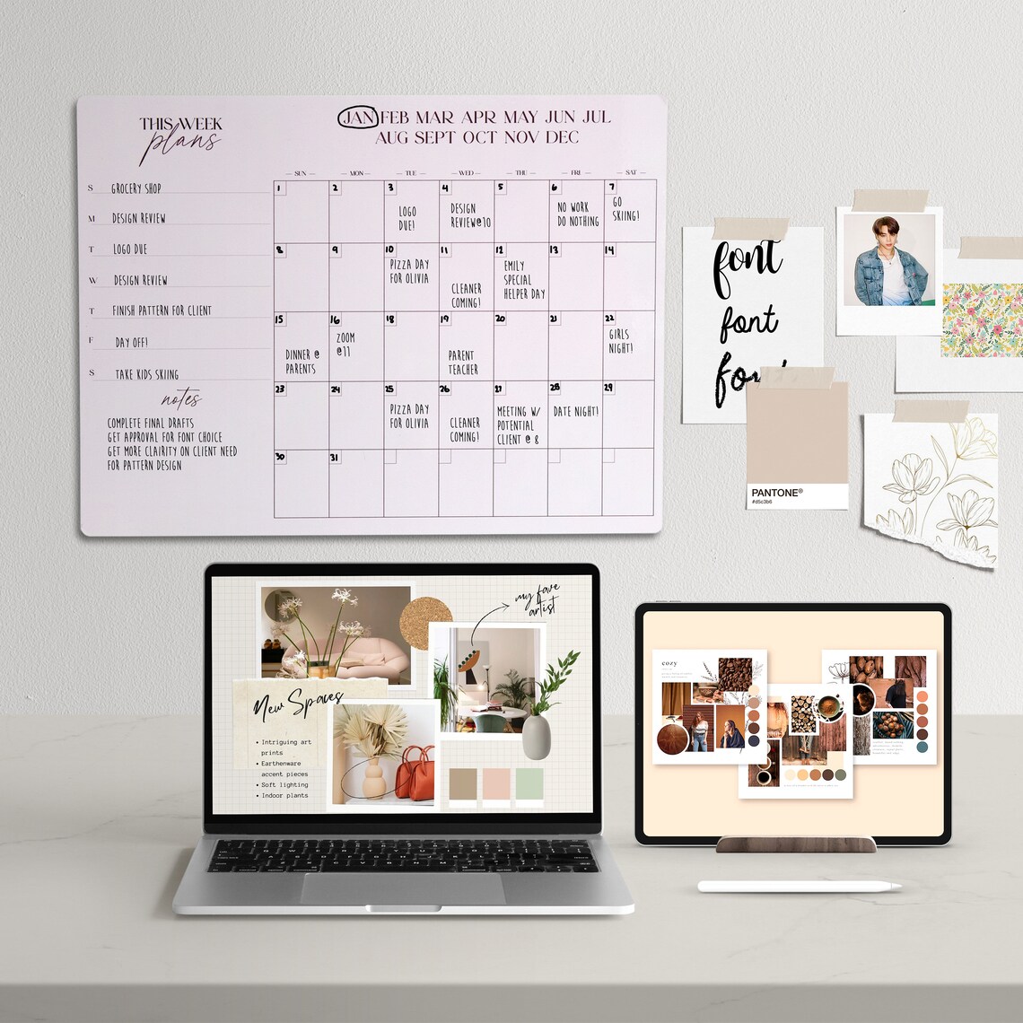 Command Center Reusable Calendar With Menu Planner| Whiteboard Calendar ...