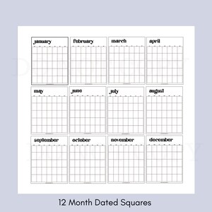 12 Month Printable Calendars - Modern Simple Bold Vertical - Etsy