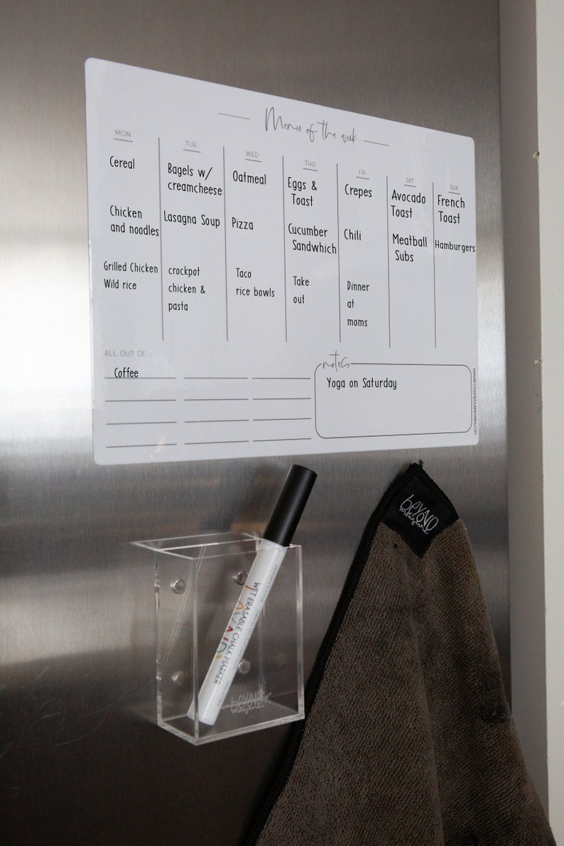 Weekly Horizontal Magnetic Menu Planner Dry Erase Whiteboard - Etsy