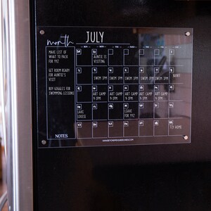 Magnetic Fridge or Wall Horizontal Acrylic Monthly Calendar Dry Erase ...