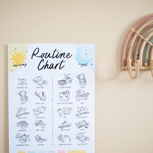 Children's Morning + Night Routine Chart - Reusable & Erasable ...