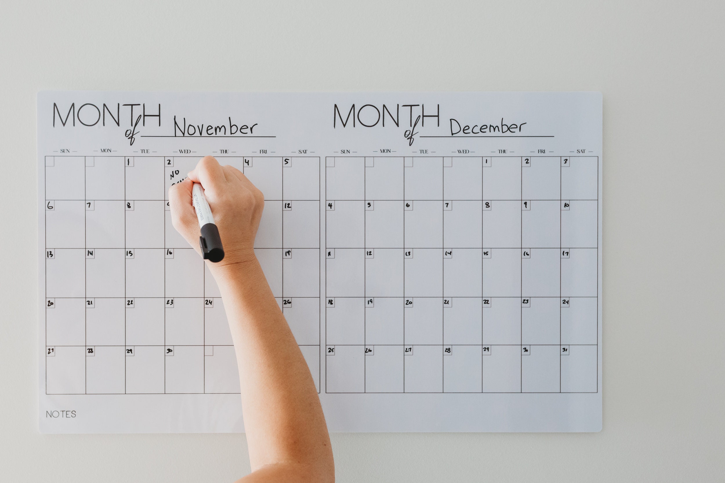 Two Month Erasable Calendar | Whiteboard Calendar | Magnetic Calendar ...