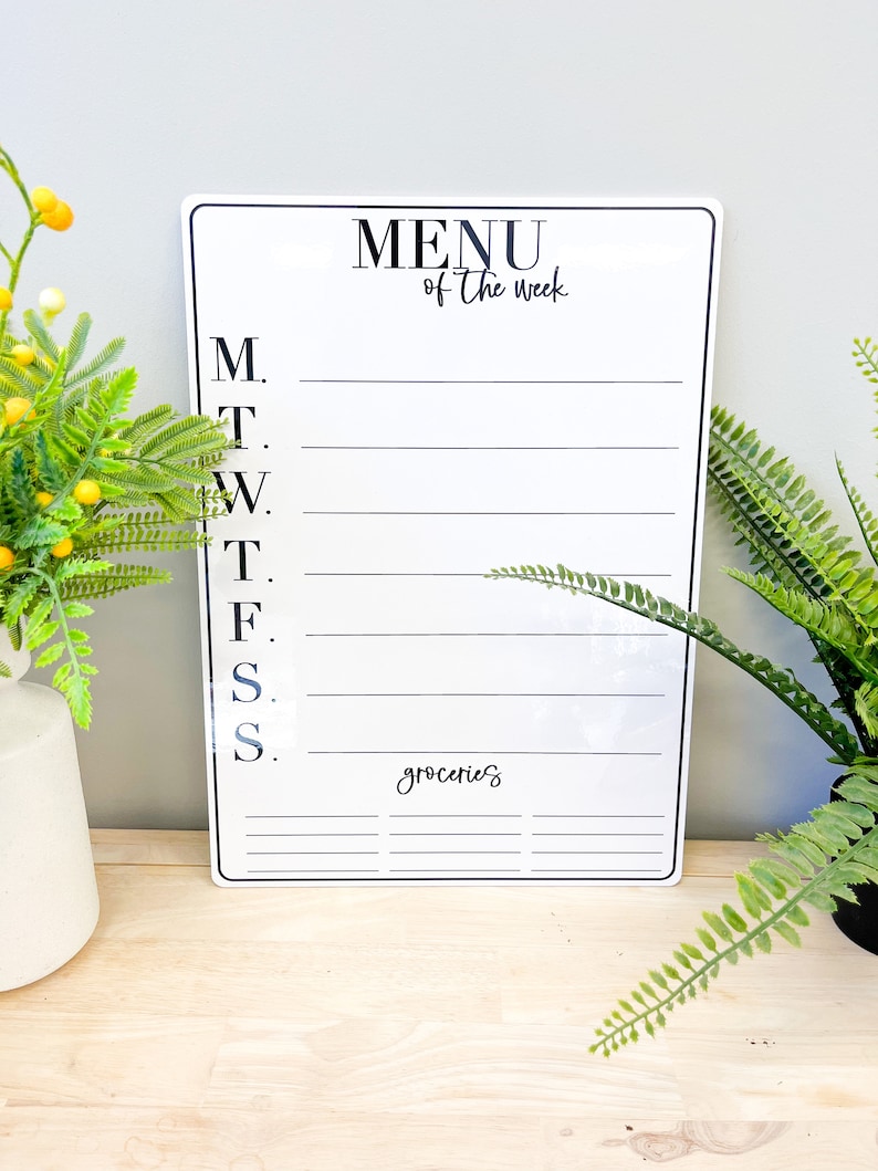 Weekly Menu Planner Dry Erasable Whiteboard Meal Planner - Etsy