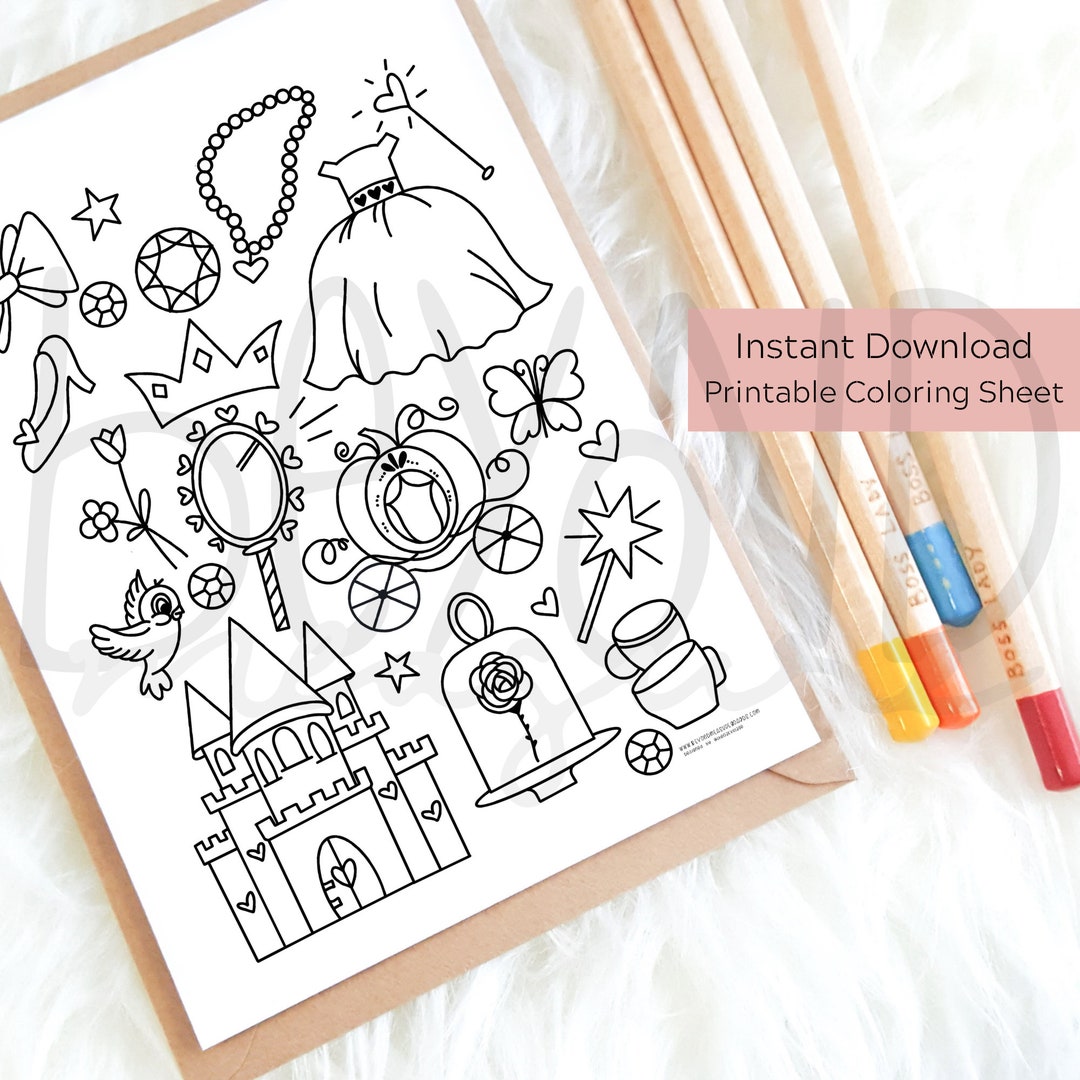 Princess Fairy Tale Kids Coloring Sheet Printable - Etsy