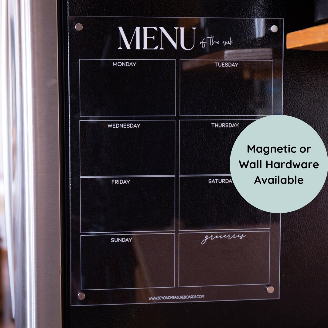 Magnetic Fridge or Wall Acrylic Menu Planner Dry Erase Chalk Markers ...